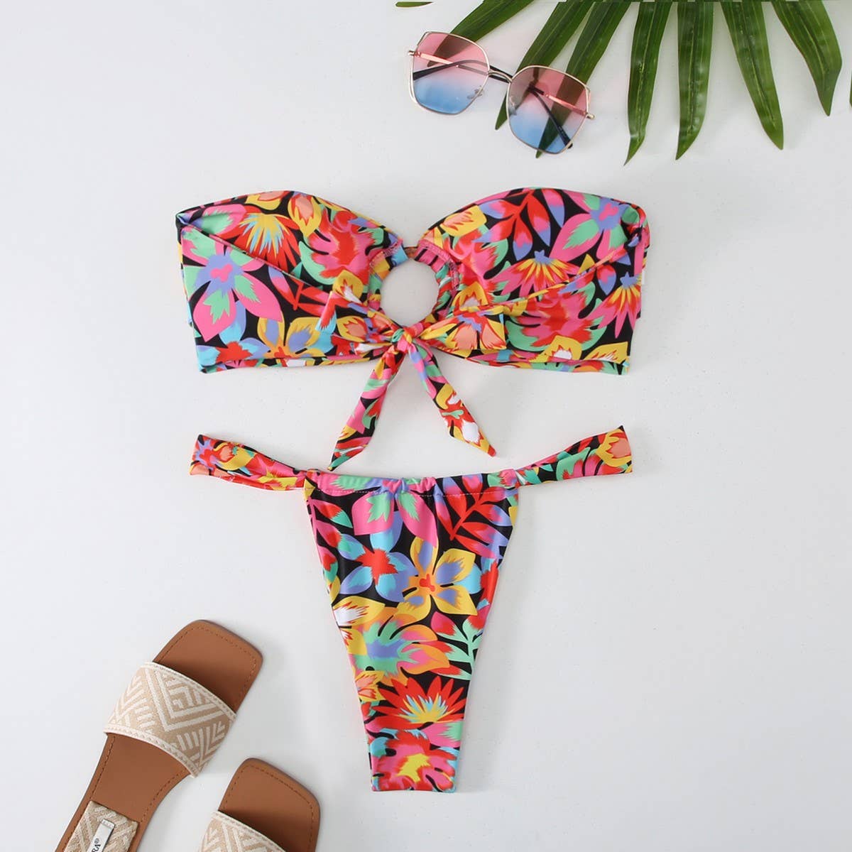 Sexy Floral Split Bikini | Bare Tones